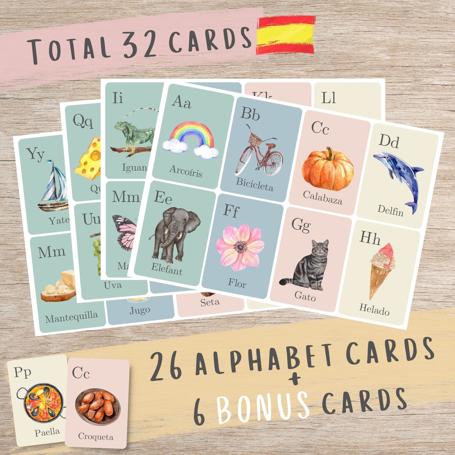 Spanish Alphabet Flash Cards, Educative Spanish, Educative Abc ...