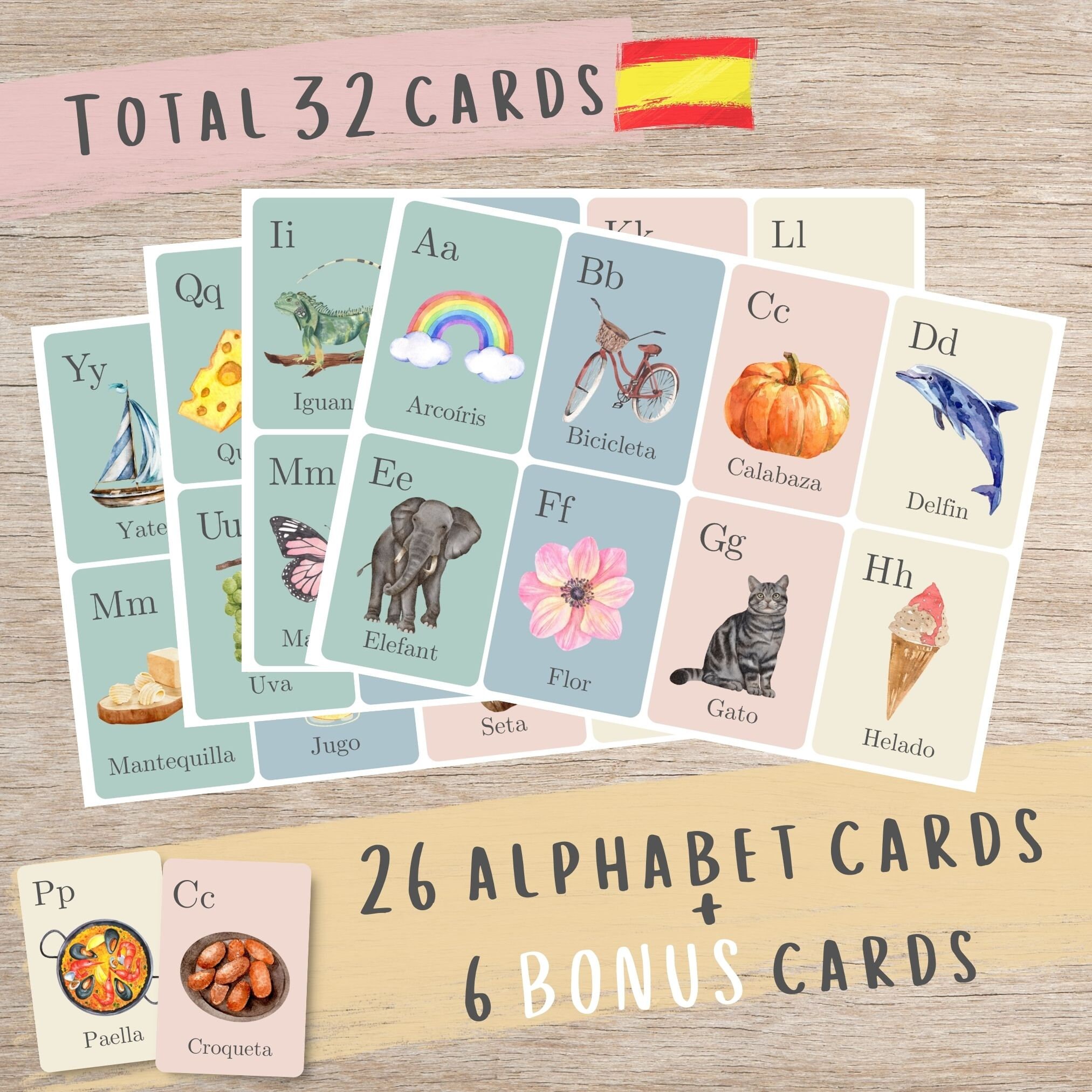 Spanish Alphabet Flash Cards, Educative Spanish, Educative Abc ...