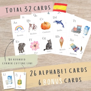 Spanish Alphabet Flash Cards, Printable Alphabet Flash Cards, Printable ...