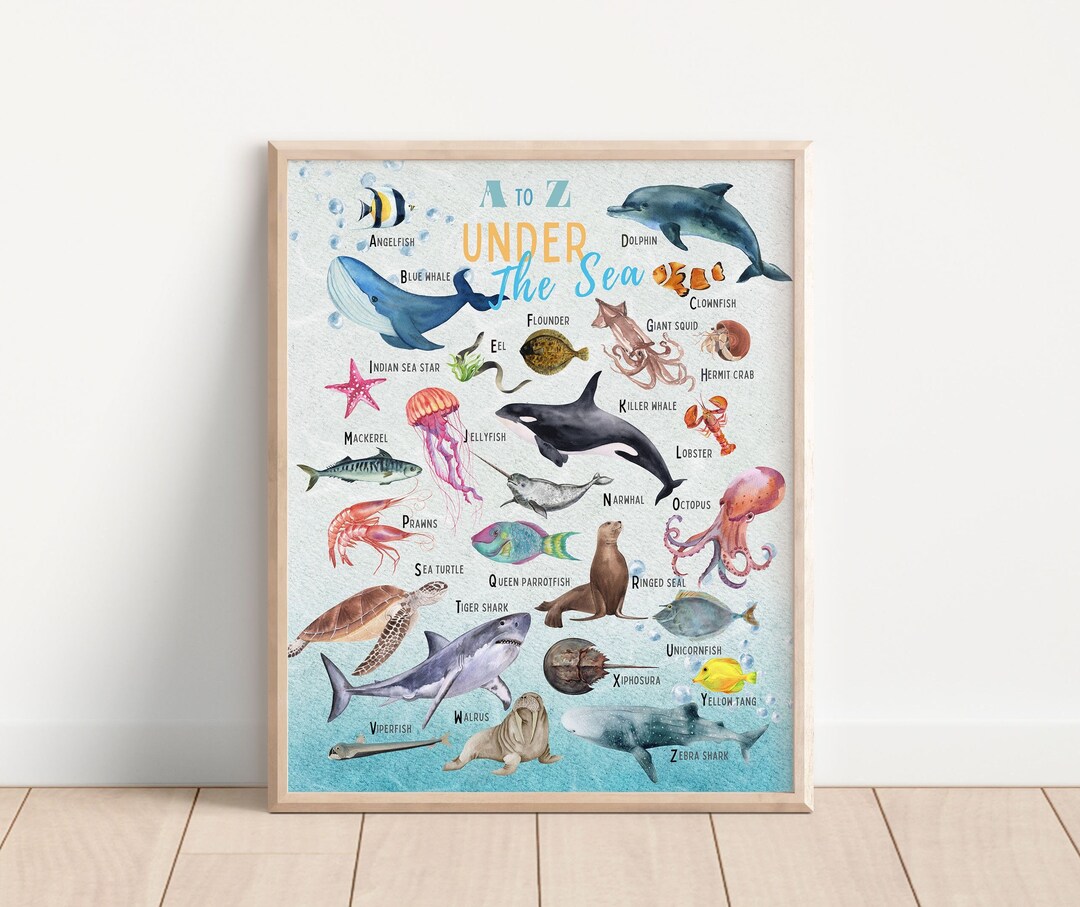 A-Z Under the Sea, Alphabet Print, Educative Abc, Educationalposter ...