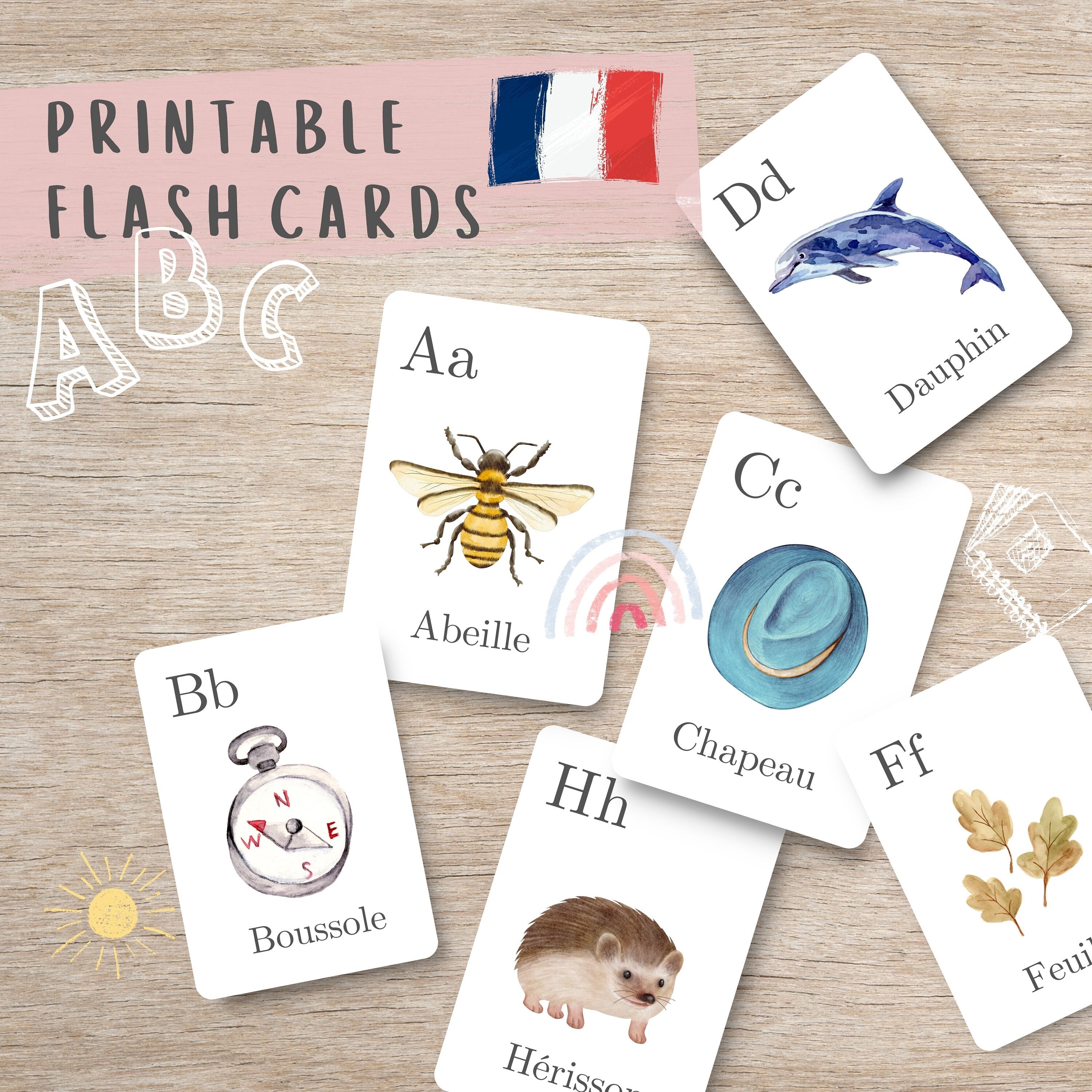 French Alphabet Flash Cards, Homeschool Ativity,abcflashcards ...