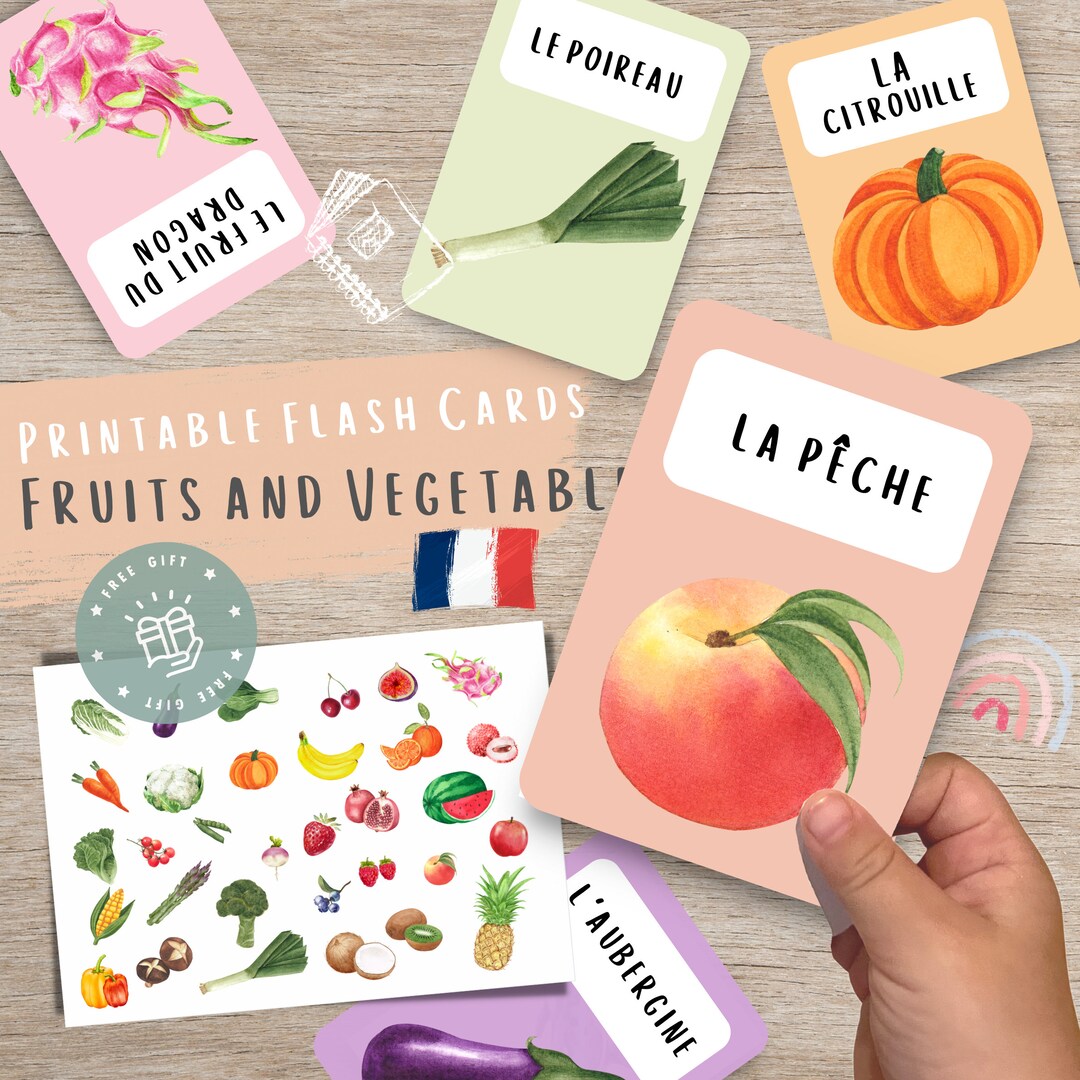 Fruits and Vegetables Flash Cards, Fruits and Vegetables ...