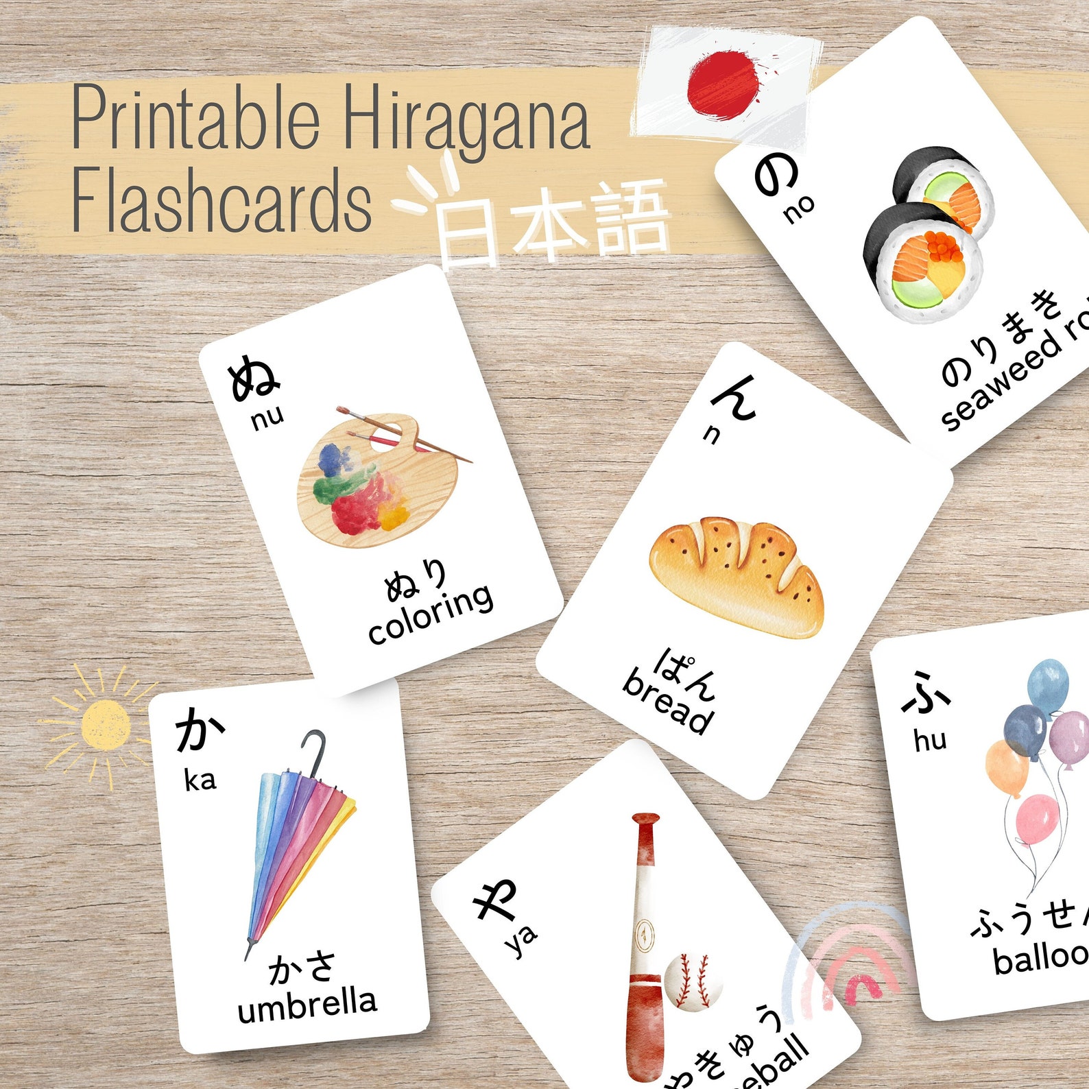 Hiragana Flashcards ,japanese Flashcards, Printablehiragana, Japanese ...