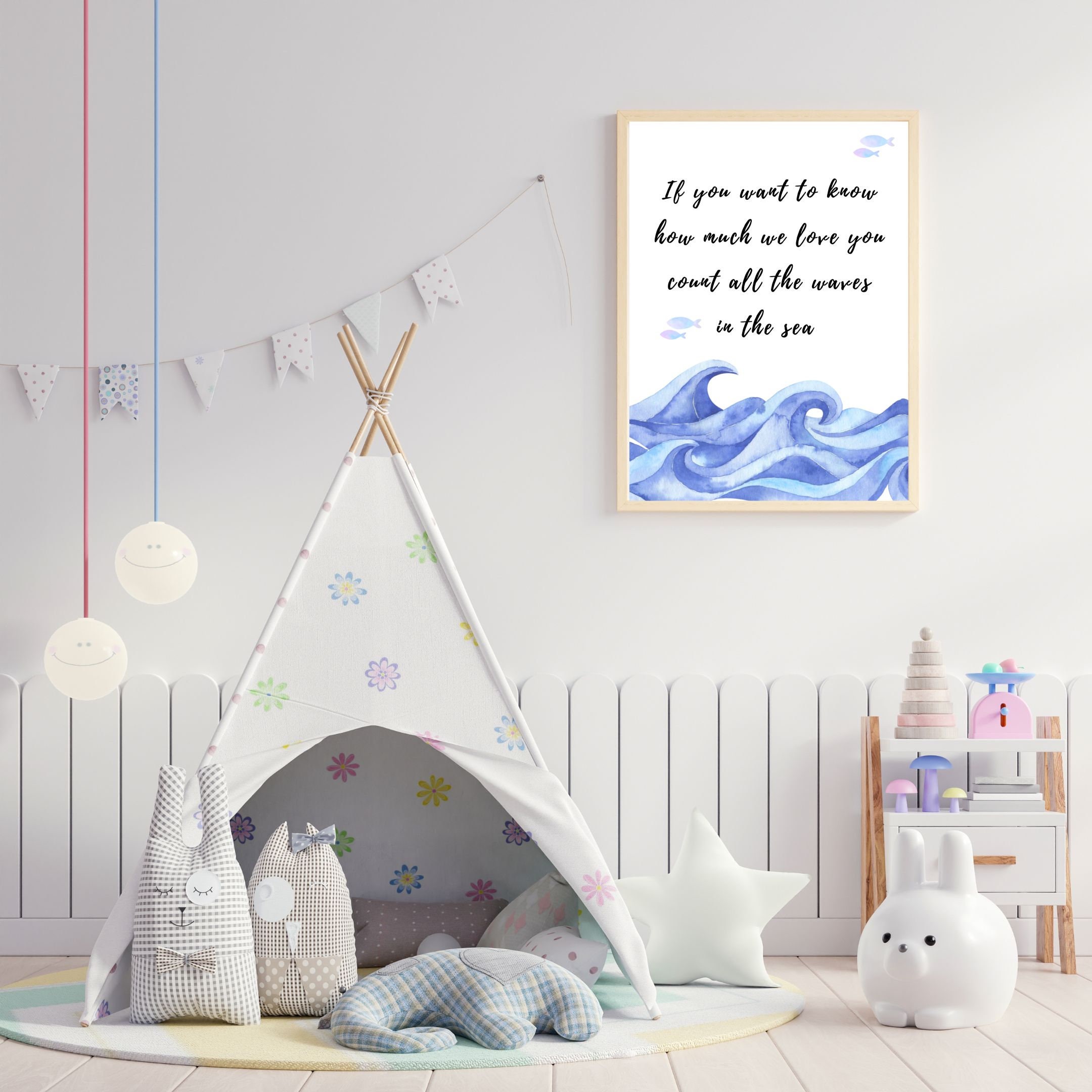 Count All the Waves, Ocean Nursery Room Decor, Seaanimal, Nusery Quote ...