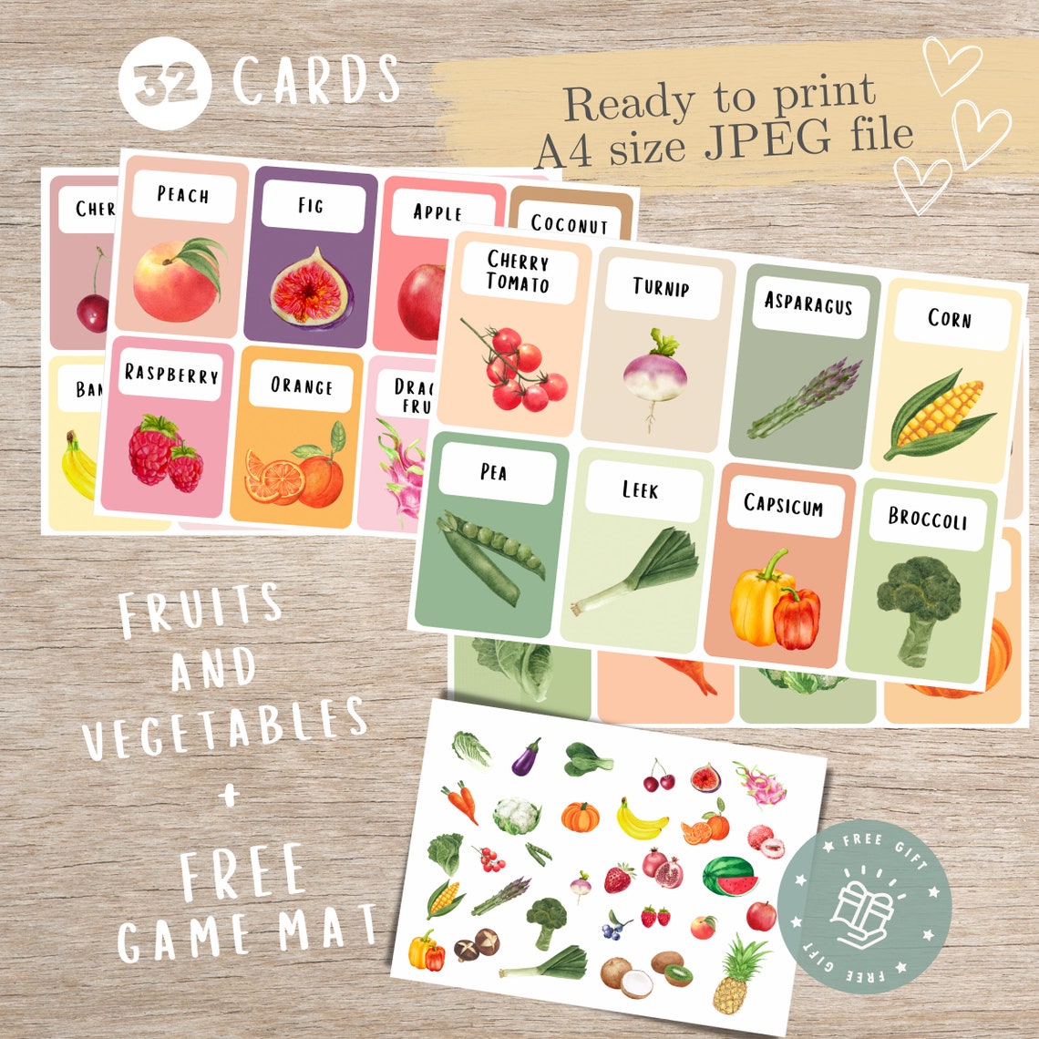 Fruits and Vegetables Flash Cards, Fruits and Vegetables, Preschool ...