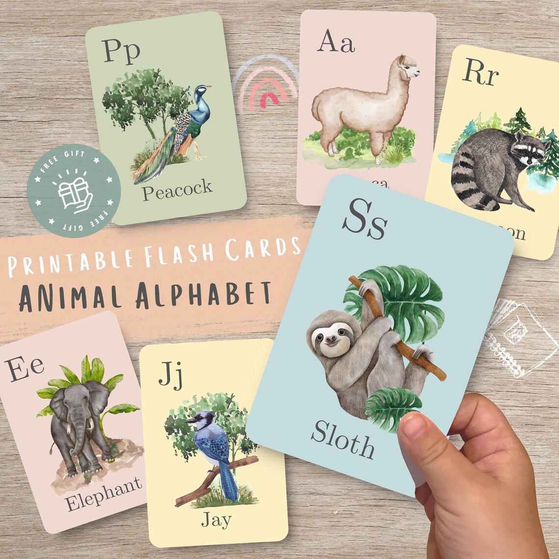 Animal Alphabet Flash Cards PRINTABLE Flash Cards ABC Abc - Etsy