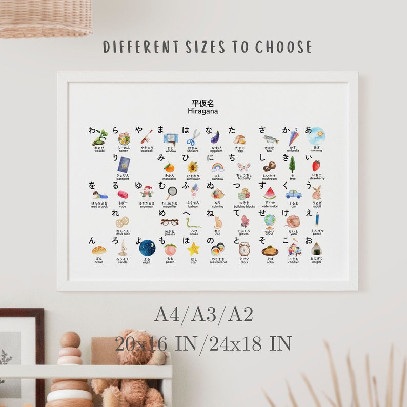 Hiragana Poster,hiragana Printable, Printable Hiragana, Japanese ...