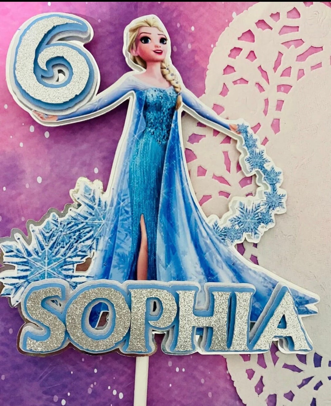 Personalised Disney Frozen Elsa Inspired Cake Topper, Birthday Cake ...