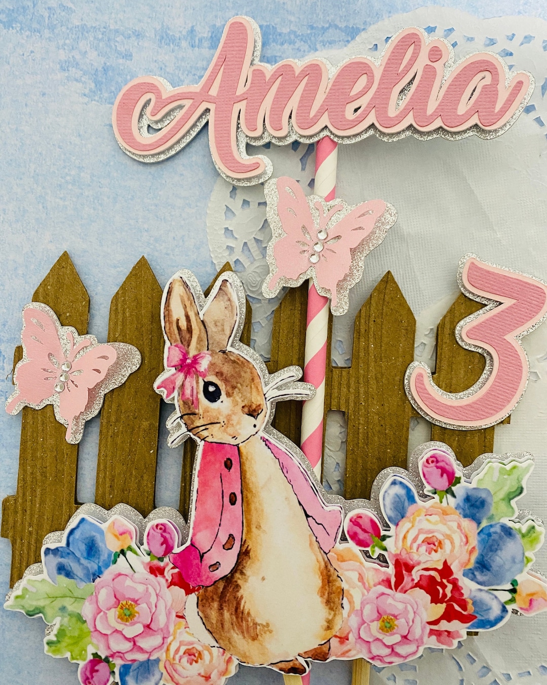Personalised Flopsy Bunny Inspired Cake Topper, Birthday Cake ...