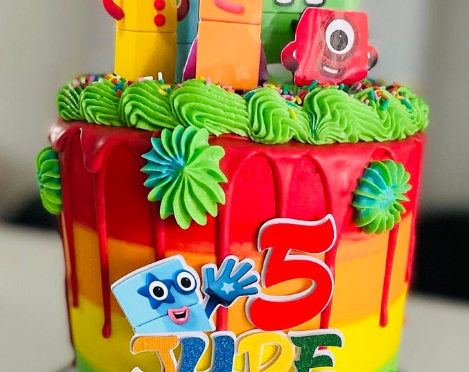 Handmade Edible Number Blocks Numberblocks Cake Topper Decoration ...