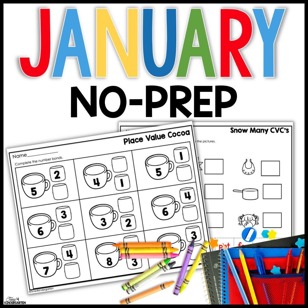 January Literacy and Math Worksheets for Kindergarten - Etsy