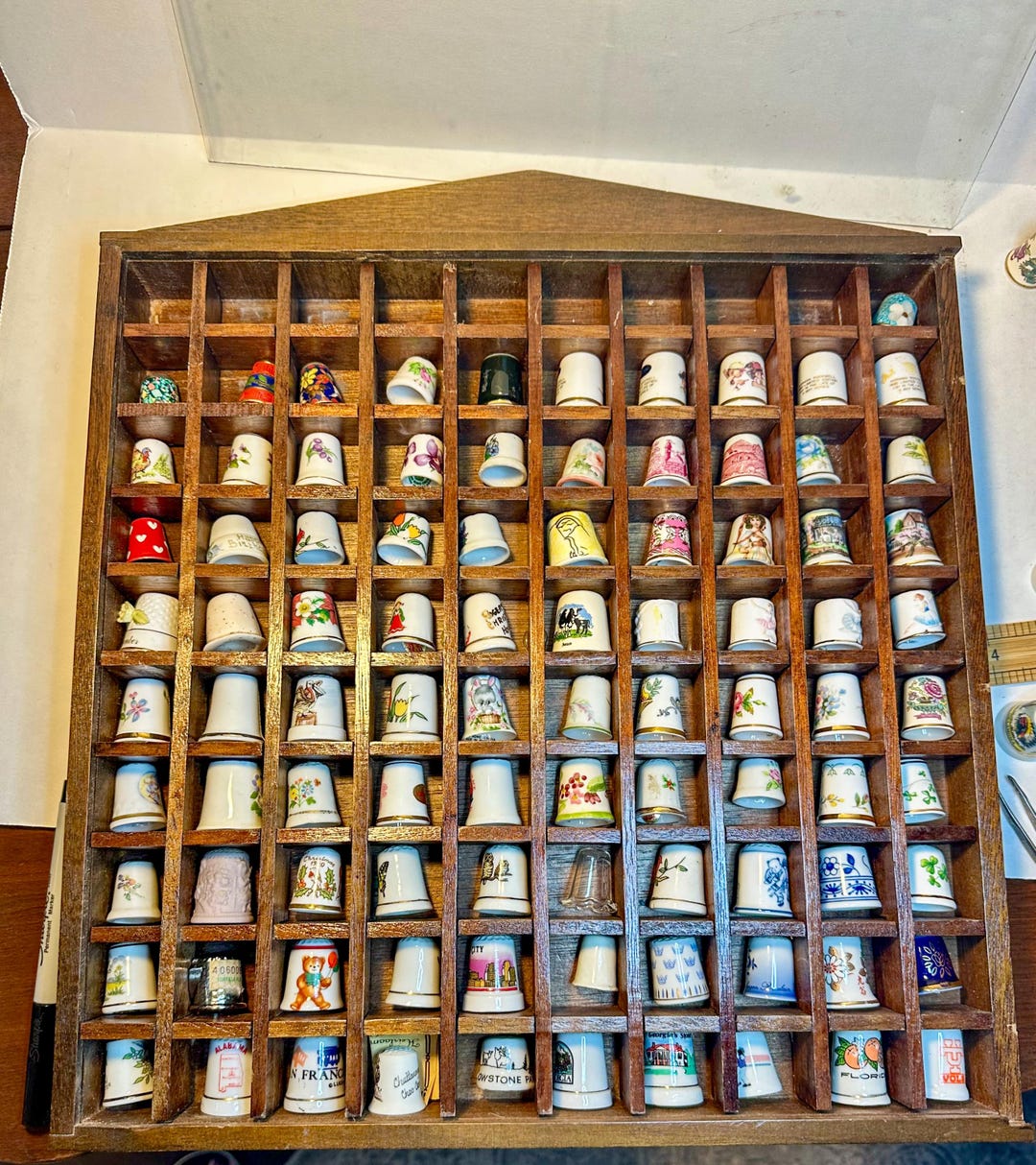 Thimble Holder - Collectible Display Case With 91 Thimbles Included - Etsy