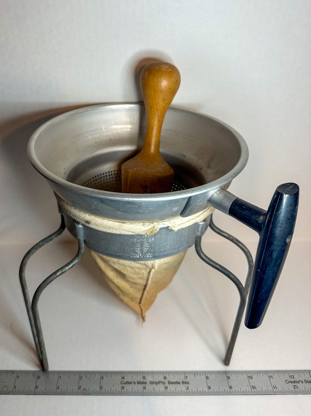 Wear Ever Aluminum Strainer Sieve Juicer Masher With Wood Pestle - Etsy