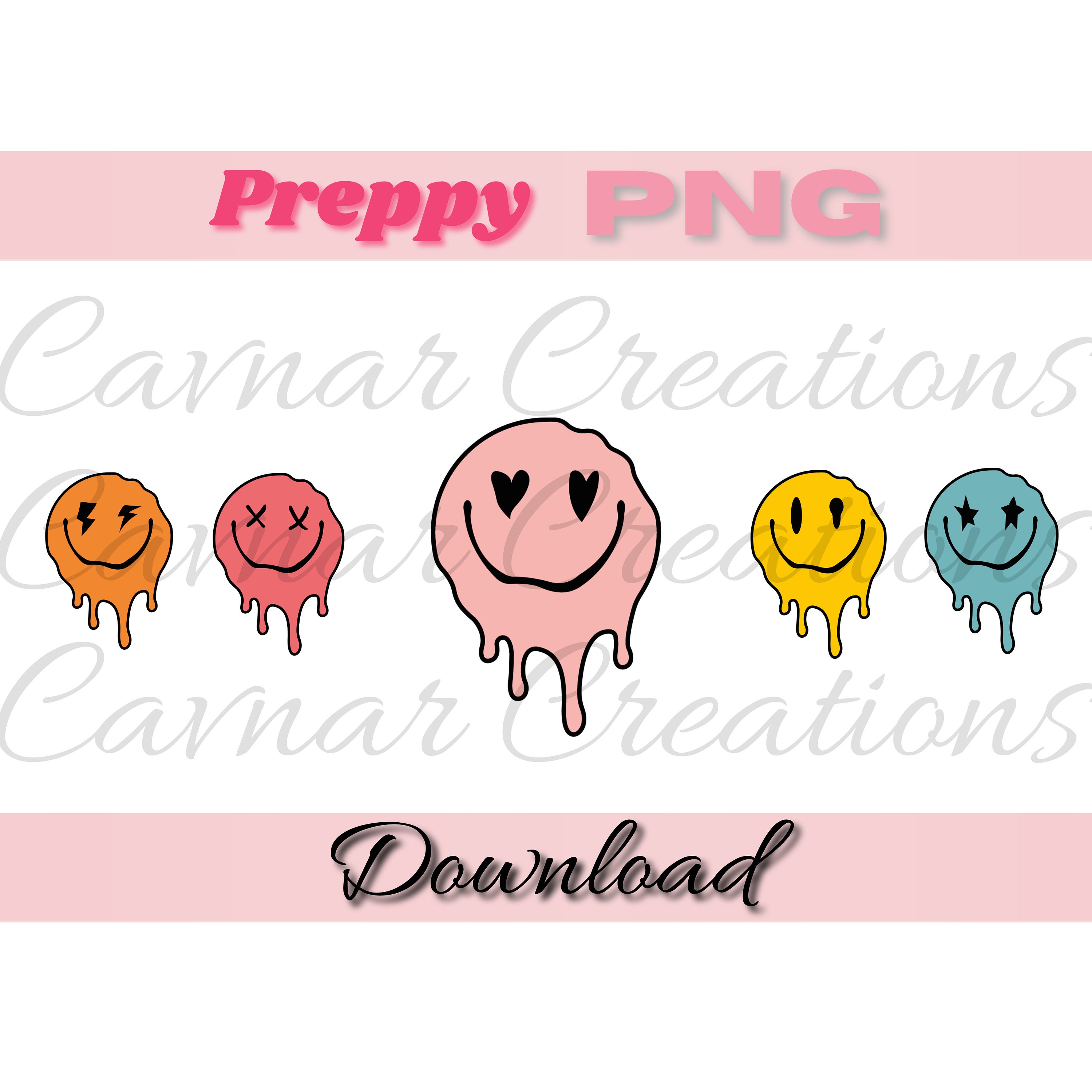 5 Smiley Face PNG Single Download | Preppy Style Art | Colorful Digital ...