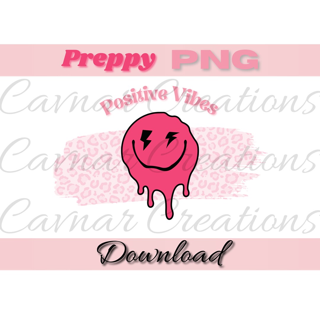 Pink Smiley Face PNG Single Download | Preppy Clipart | Retro Art ...