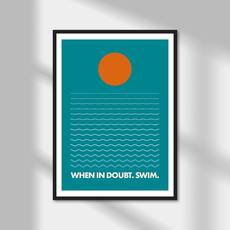 When in Doubt. Swim. Modern Art Print | Inspiring Quote Wall Decor - Etsy