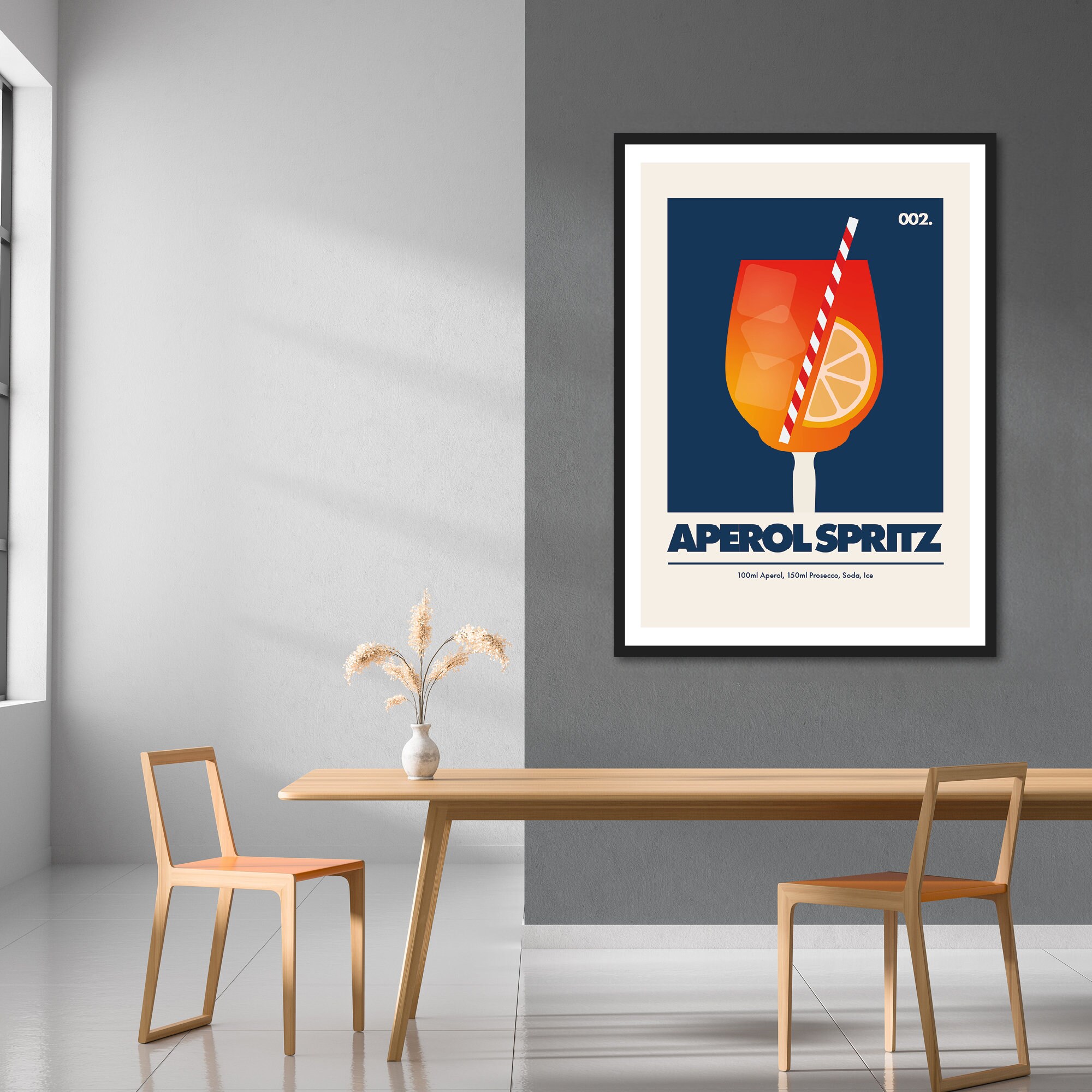Aperol Spritz Cocktail Print A5 A4 A3 A2 A1 Unframed Minimalist Wall ...