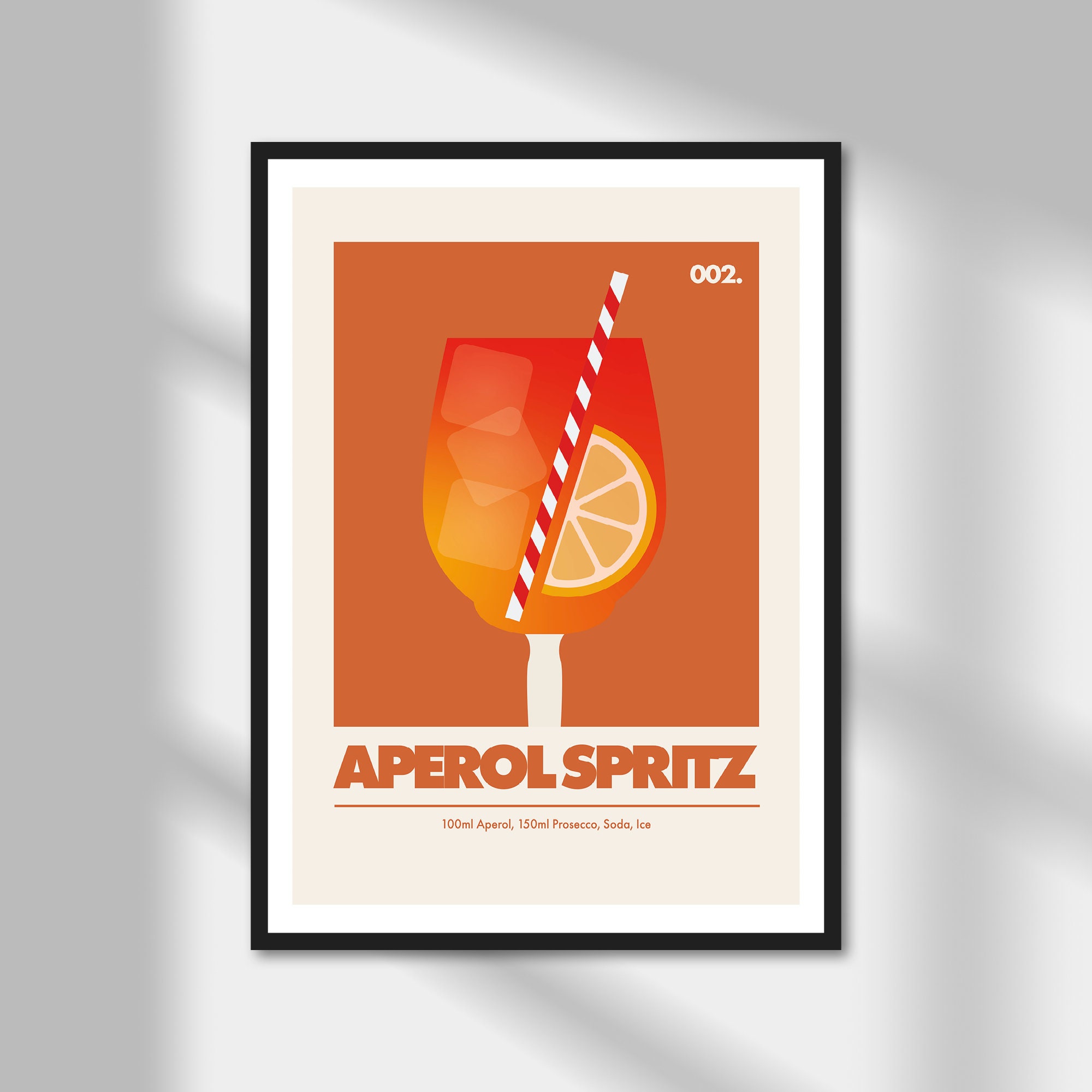 Aperol Spritz Cocktail Print A5 A4 A3 A2 A1 Unframed Minimalist Wall ...