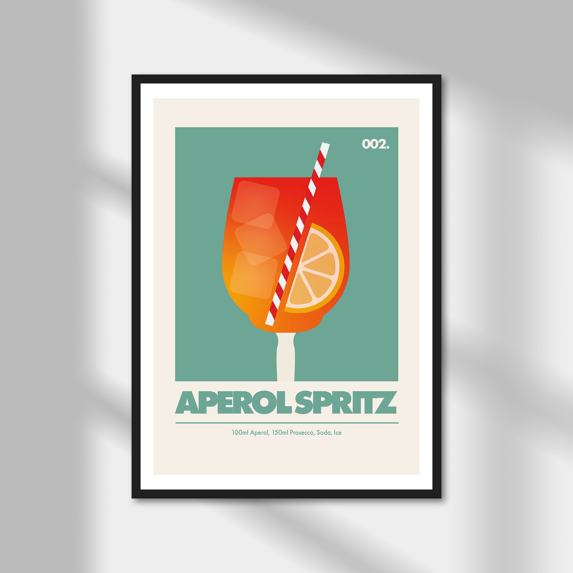 Aperol Spritz Cocktail Print A5 A4 A3 A2 A1 Unframed Minimalist Wall ...