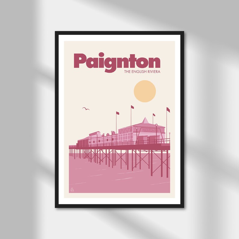 Paignton Pier Art Print | English Riviera Travel Poster - Etsy