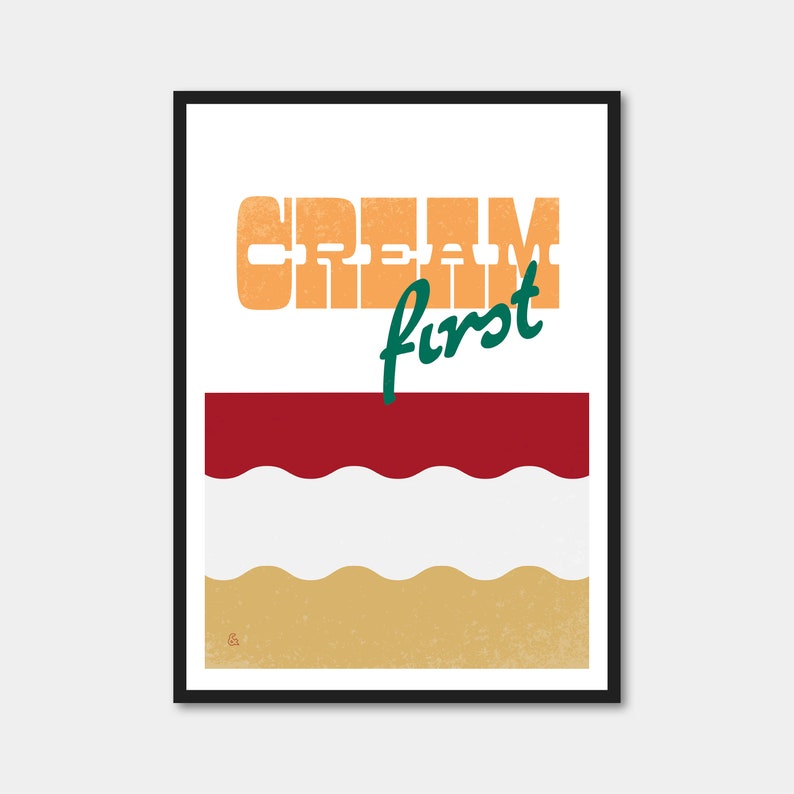 Cream First Cream Tea Poster A5 A4 A3 A2 A1 Unframed Wall - Etsy