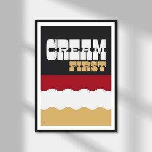 Cream First Cream Tea Poster | A5 A4 A3 A2 A1 | Unframed Wall Art ...