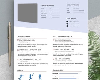 Resume Template Modern Resume Template Word & Mac Apple Pages ...