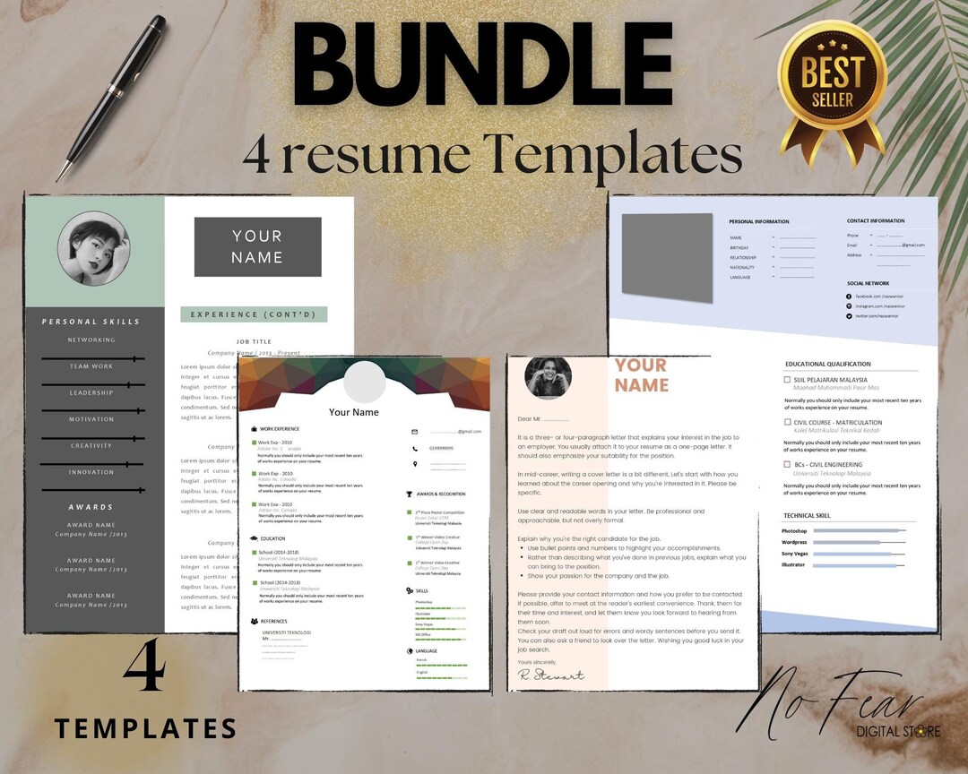 Bundle Set Cv Bundle Resume Bundle Resume Template Modern Resume ...