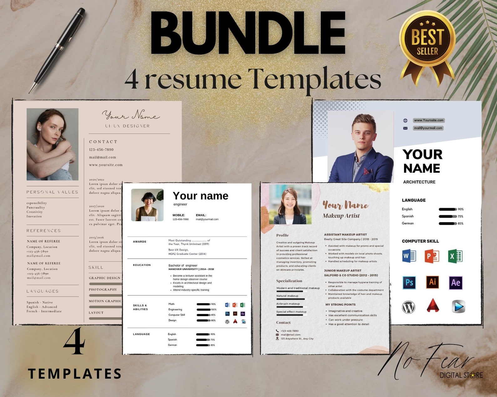Bundle Set Cv Bundle Resume Bundle Resume Template Modern Resume ...