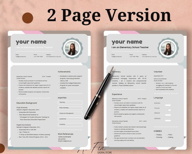 Resume Template Modern Resume Template Word & Mac Apple Pages - Etsy