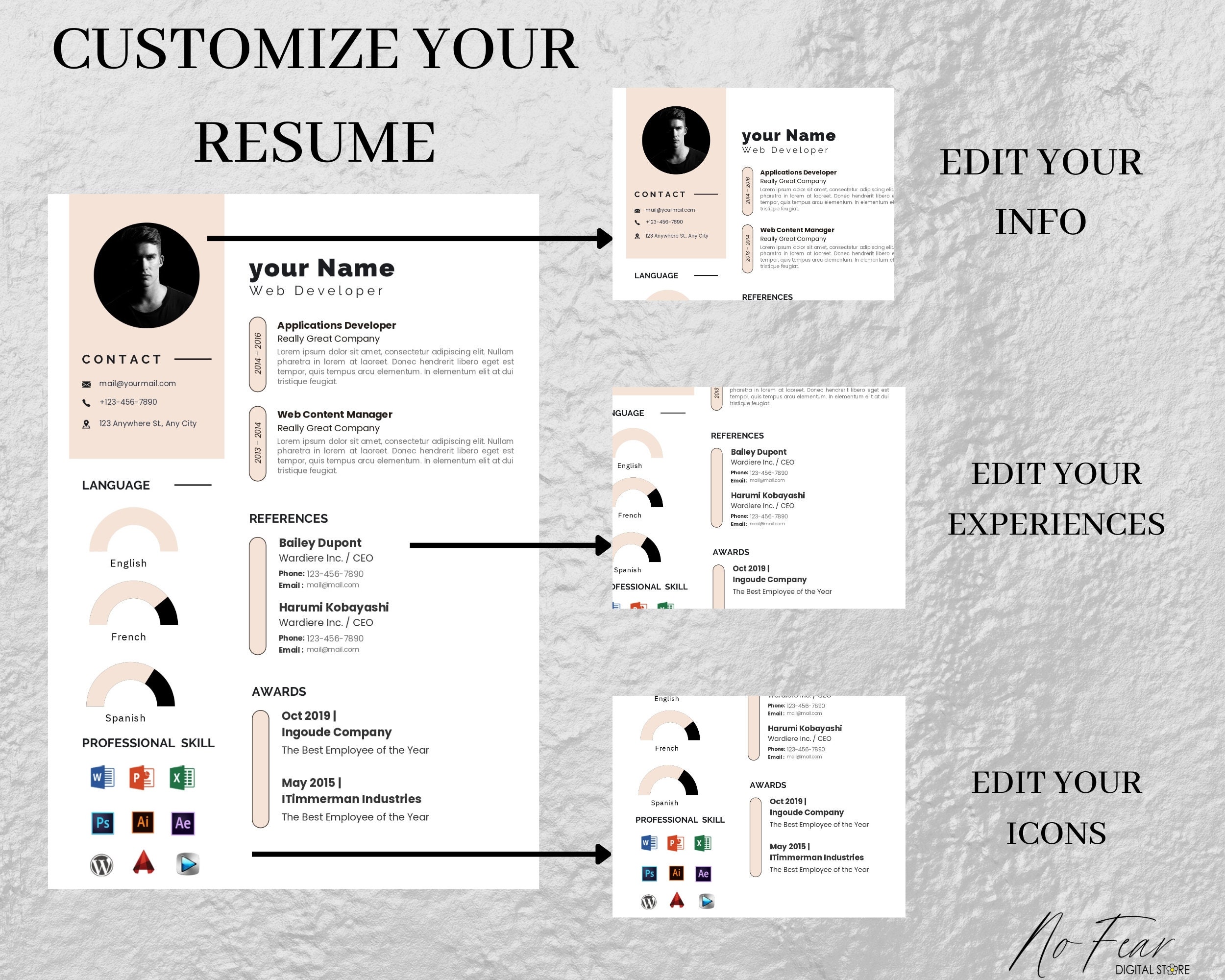 Bundle Set Cv Bundle Resume Bundle Resume Template Modern Resume ...