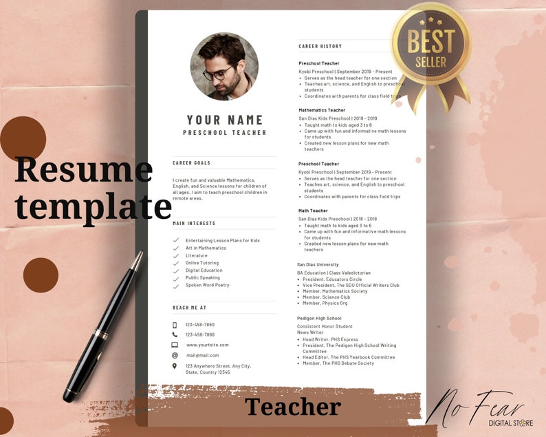 Resume Template Modern Resume Template Word & Mac Apple Pages ...