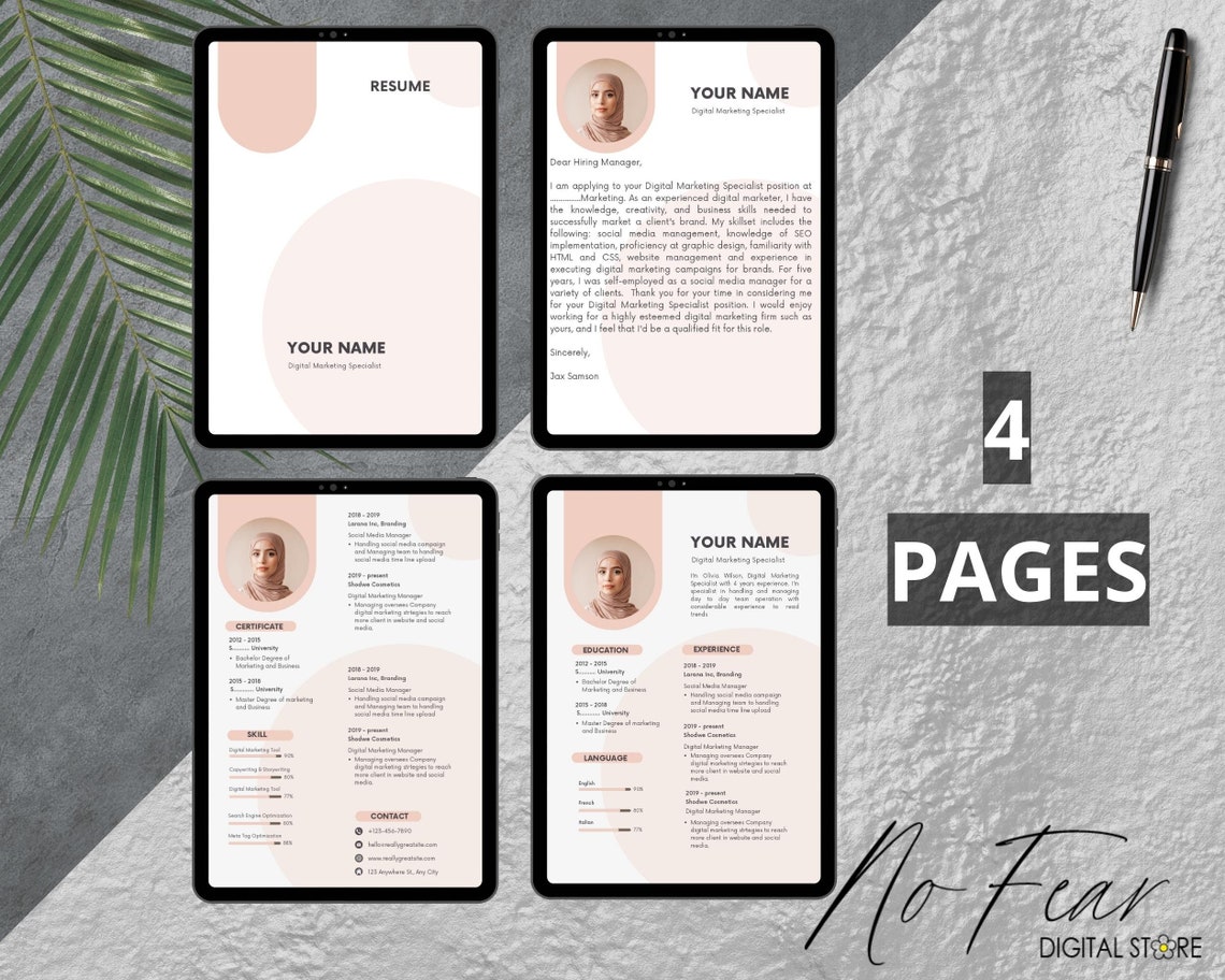 Resume Template, Modern Resume Template Word, Ebook Guide, ATS Clean ...