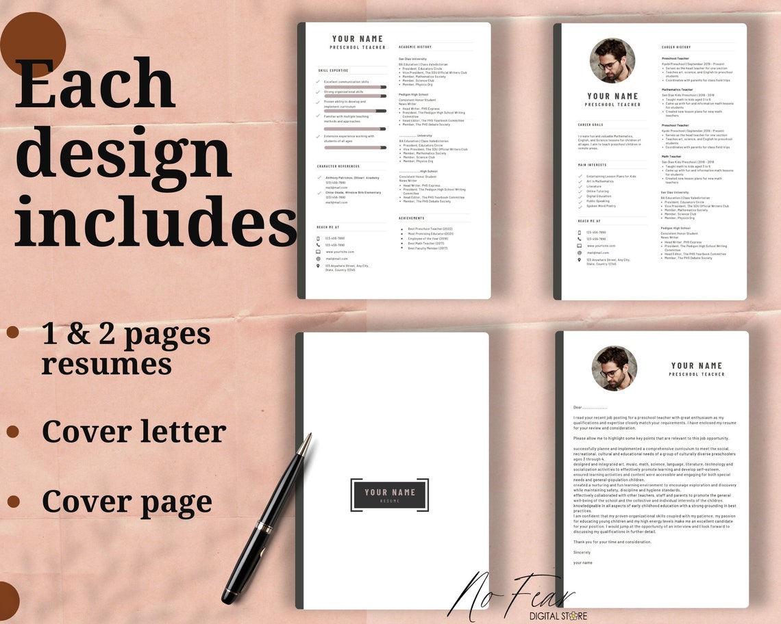 Resume Template Modern Resume Template Word & Mac Apple Pages - Etsy