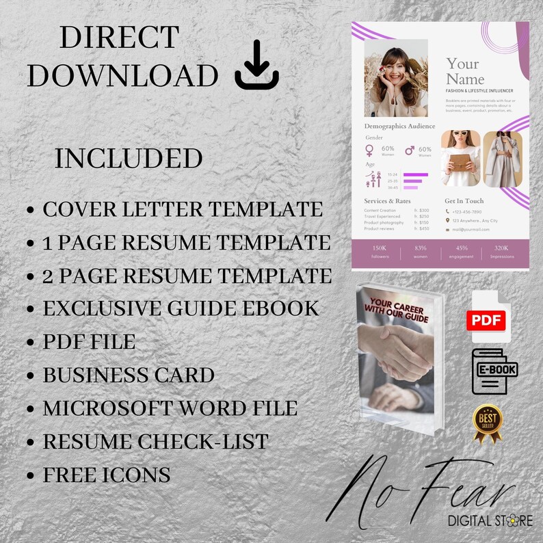 Resume Template Modern Resume Template Word & Mac Apple Pages - Etsy