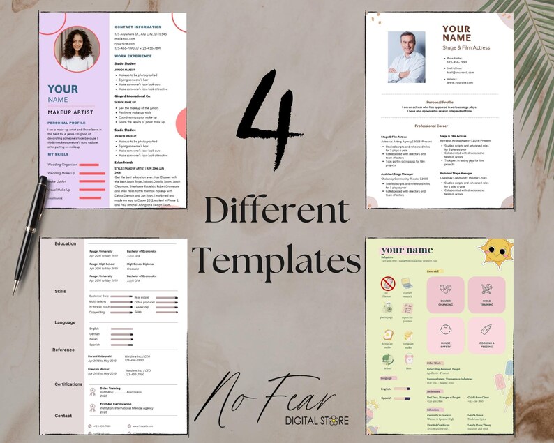Bundle Set Cv Bundle Resume Bundle Resume Template Modern Resume Template Word ATS Clean ...