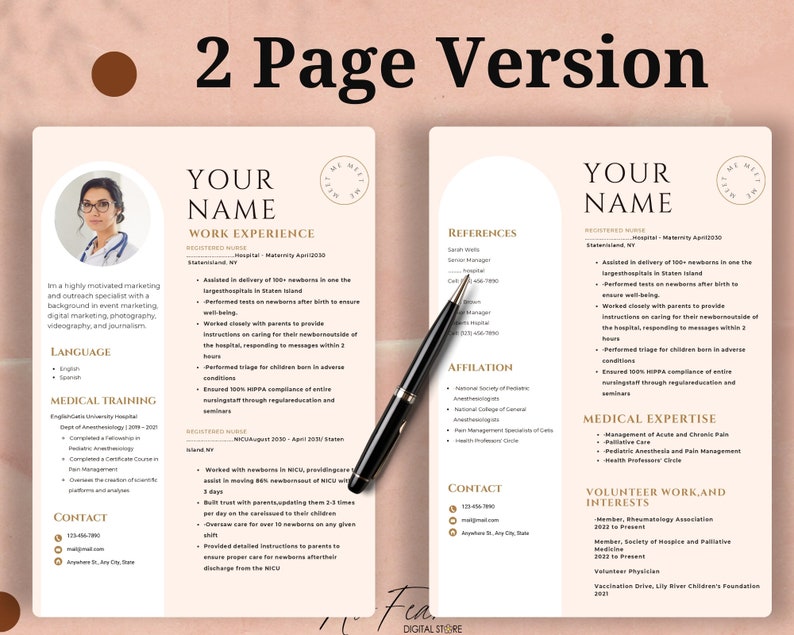 Resume Template Modern Resume Template Word & Mac Apple Pages - Etsy