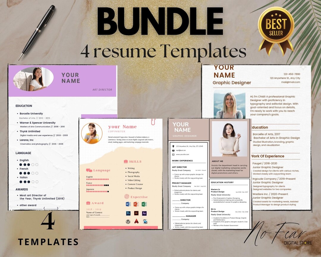 Bundle Set Cv Bundle Resume Bundle Resume Template Modern Resume ...