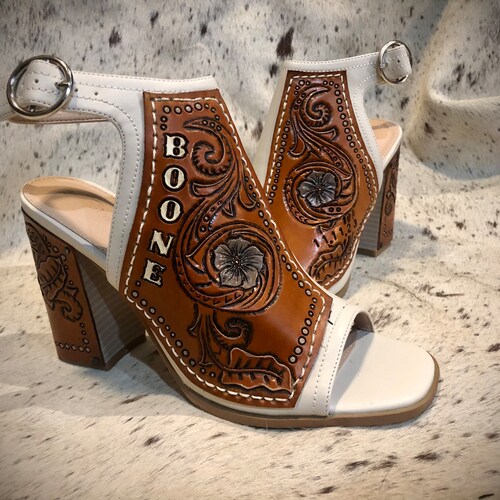 Custom Tooled Leather Heels - Etsy
