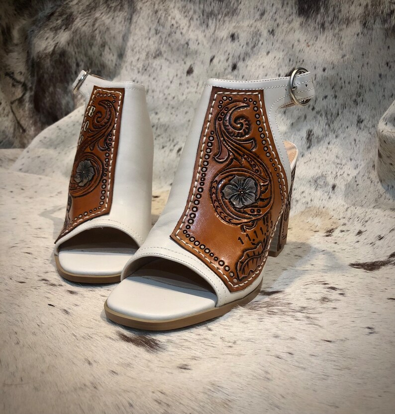 Custom Tooled Leather Heels - Etsy