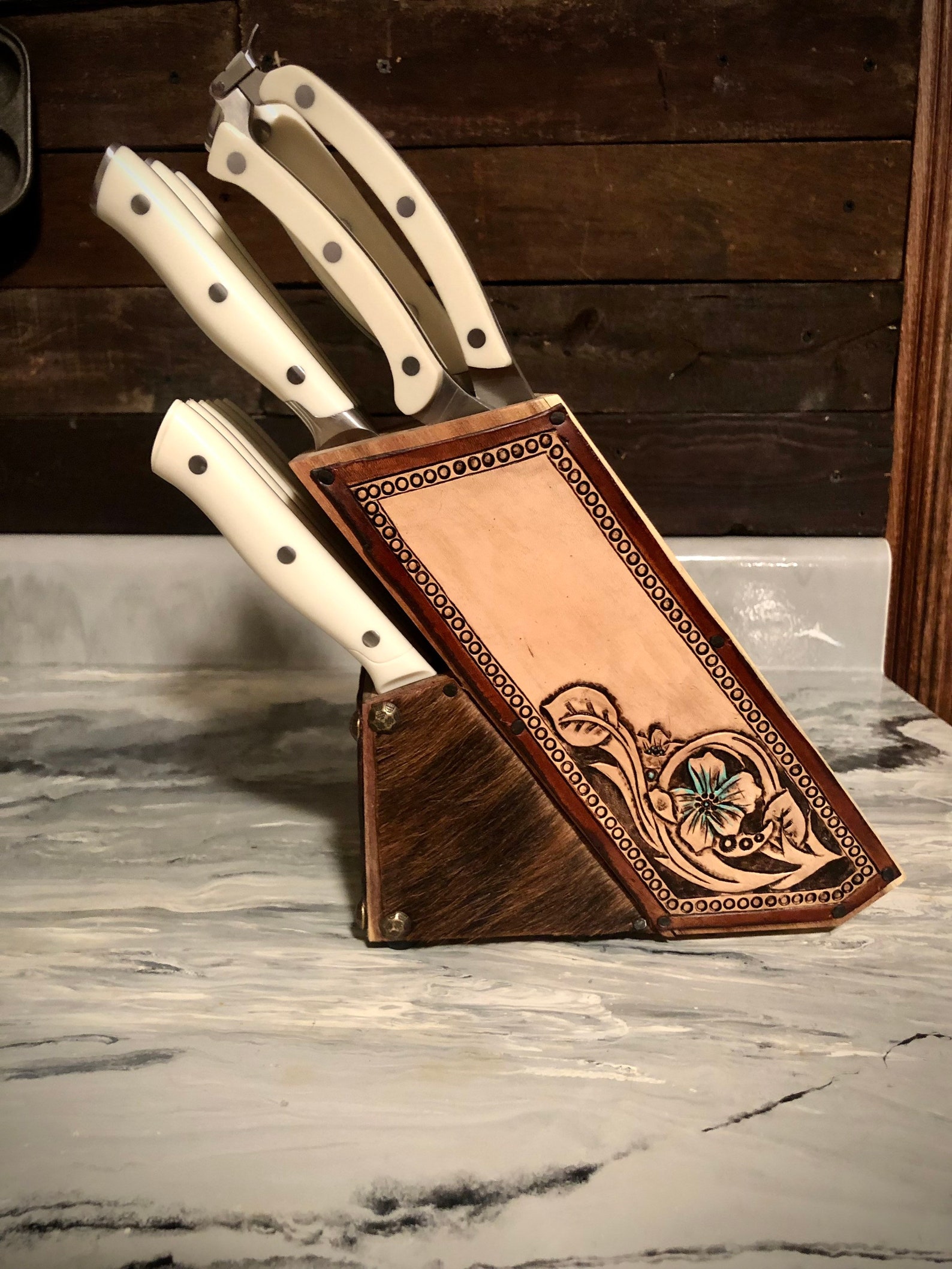 Custom Leather Knife Block - Etsy