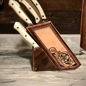 Custom Leather Knife Block - Etsy