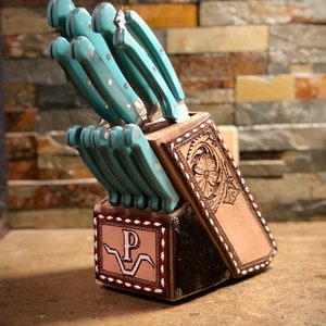 Custom Leather Knife Block - Etsy