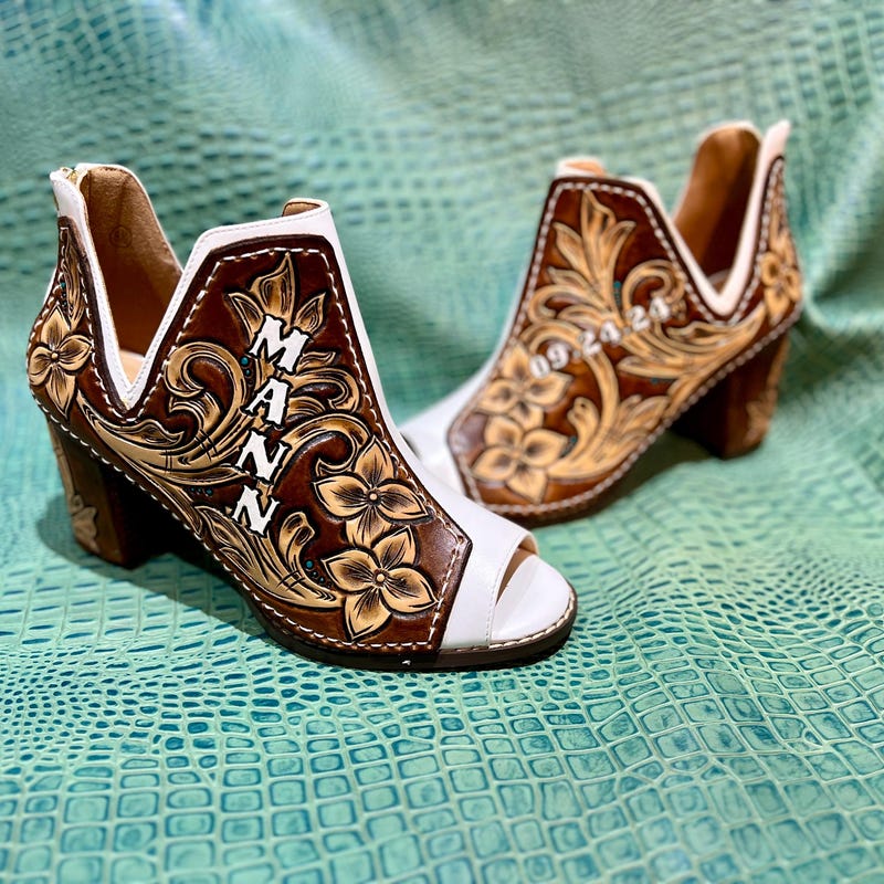 Tooled Leather Shoes - Etsy