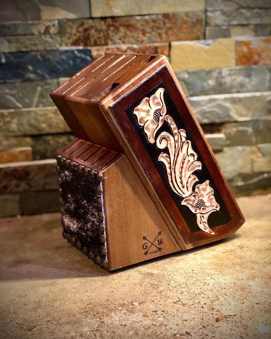 Custom Leather Knife Block - Etsy