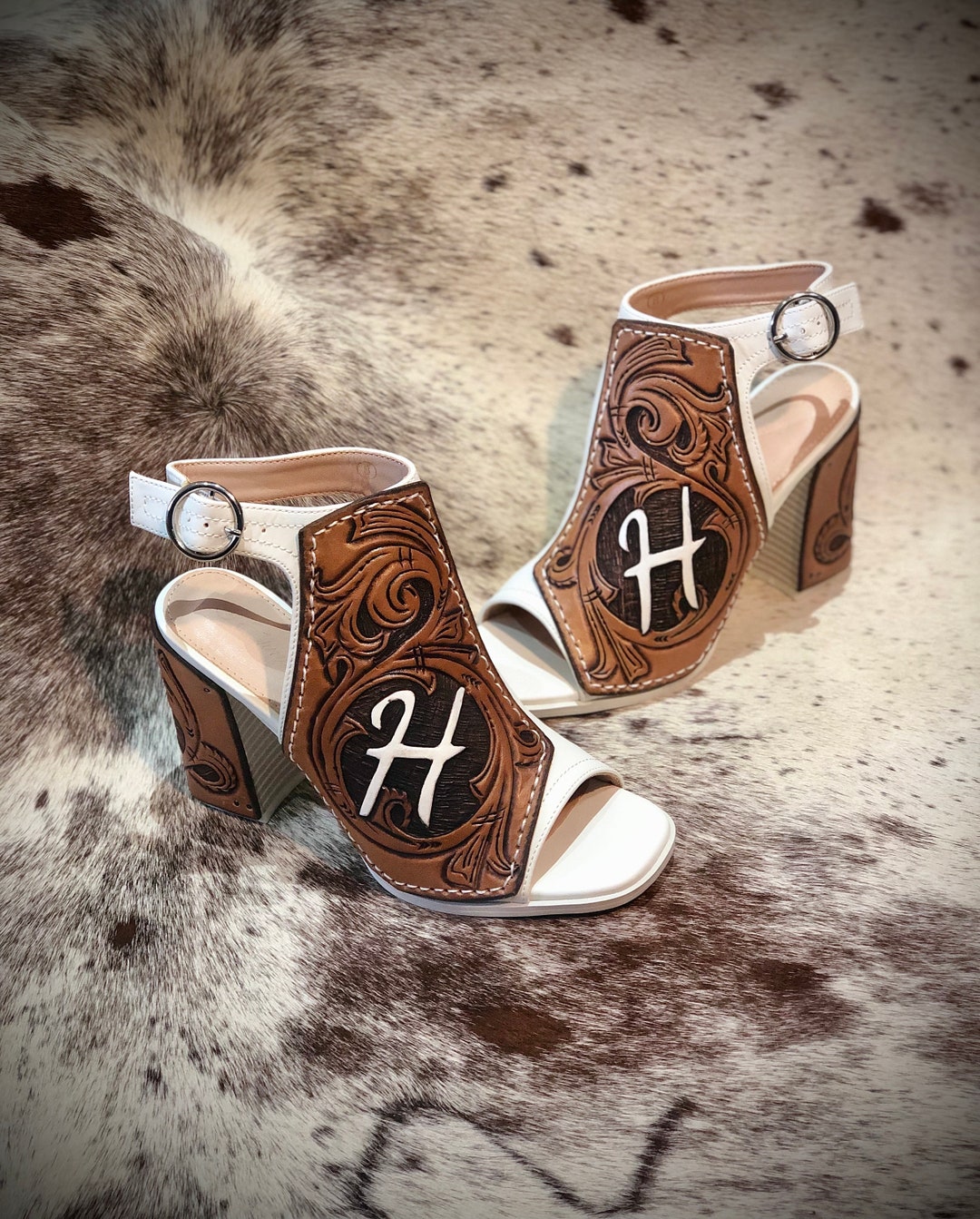 Custom Tooled Leather Heels - Etsy