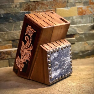 Custom Leather Knife Block - Etsy