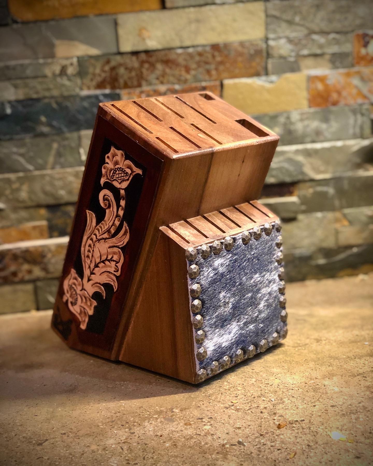 Custom Leather Knife Block - Etsy