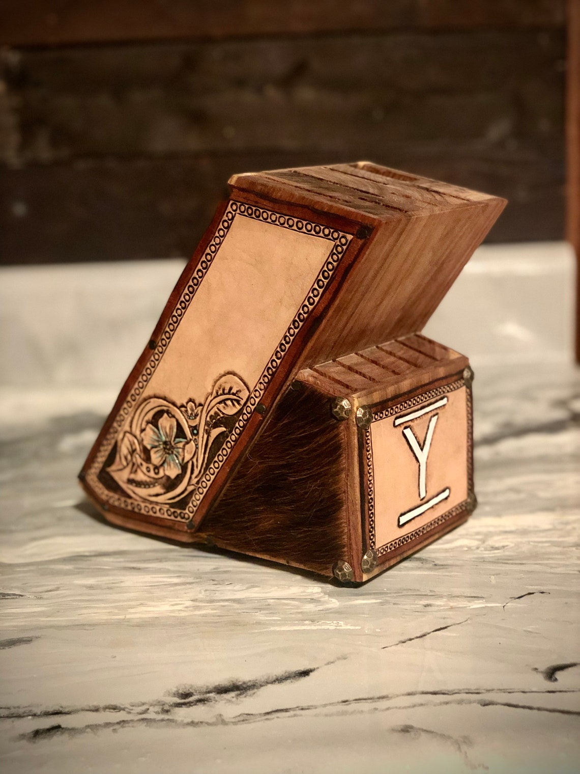 Custom Leather Knife Block - Etsy