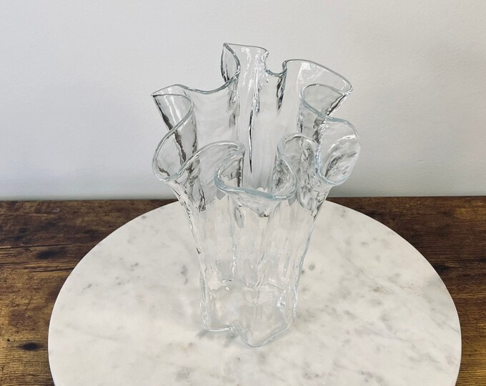 Vintage Muurlan Lasi of Finland Vase; Clear Glass Ruffled Vase ...